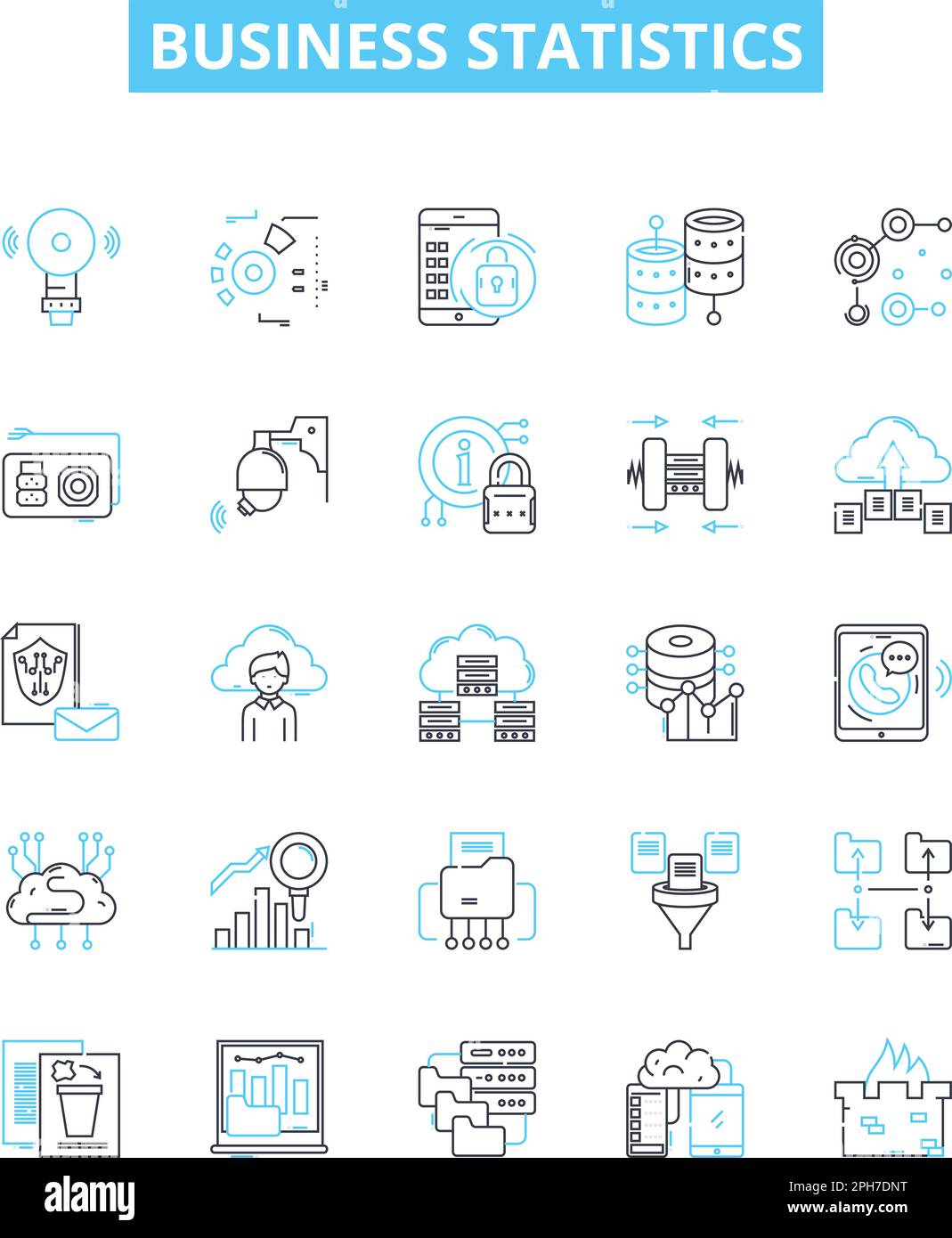 Business Statistics Vector Line Icons Set Business Statistics Data Analytics Management