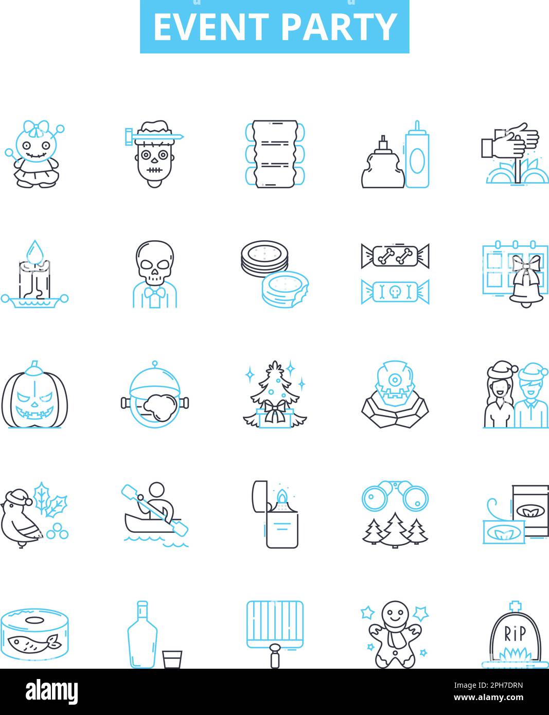 Event party vector line icons set. Celebration, Gala, Bash, Social ...