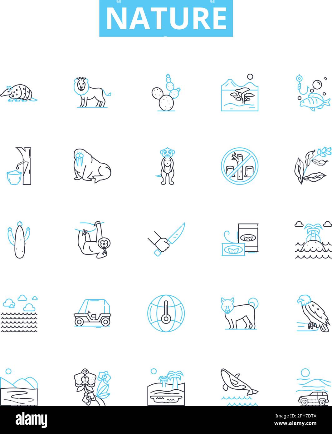 Nature vector line icons set. Wild, Outdoors, Environment, Landscape ...