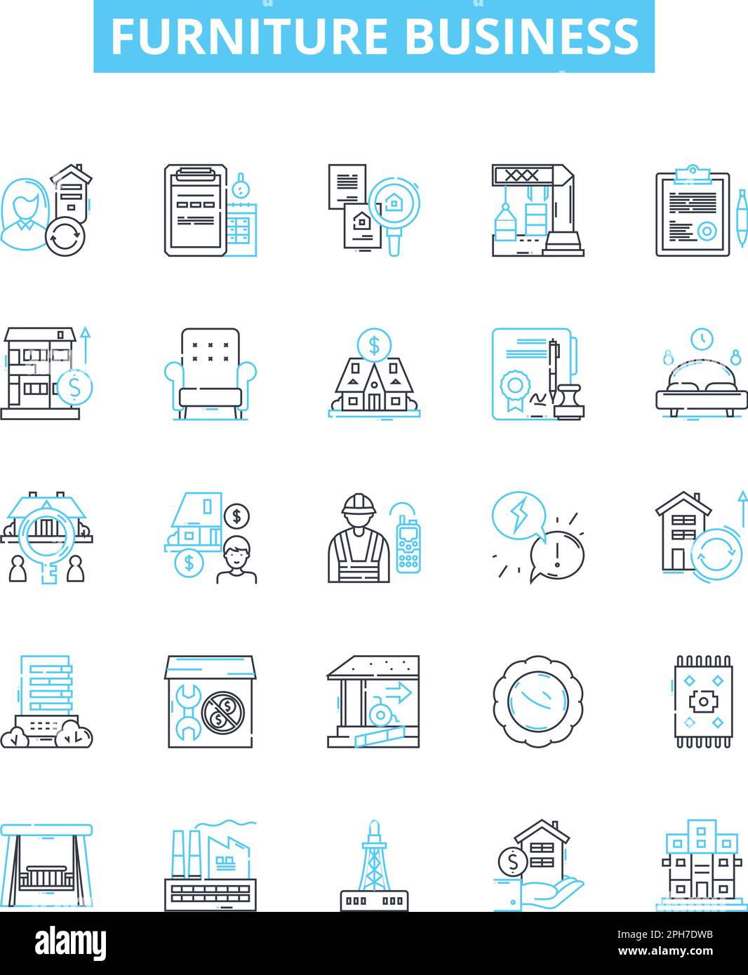 Furniture business vector line icons set. Furniture, business ...
