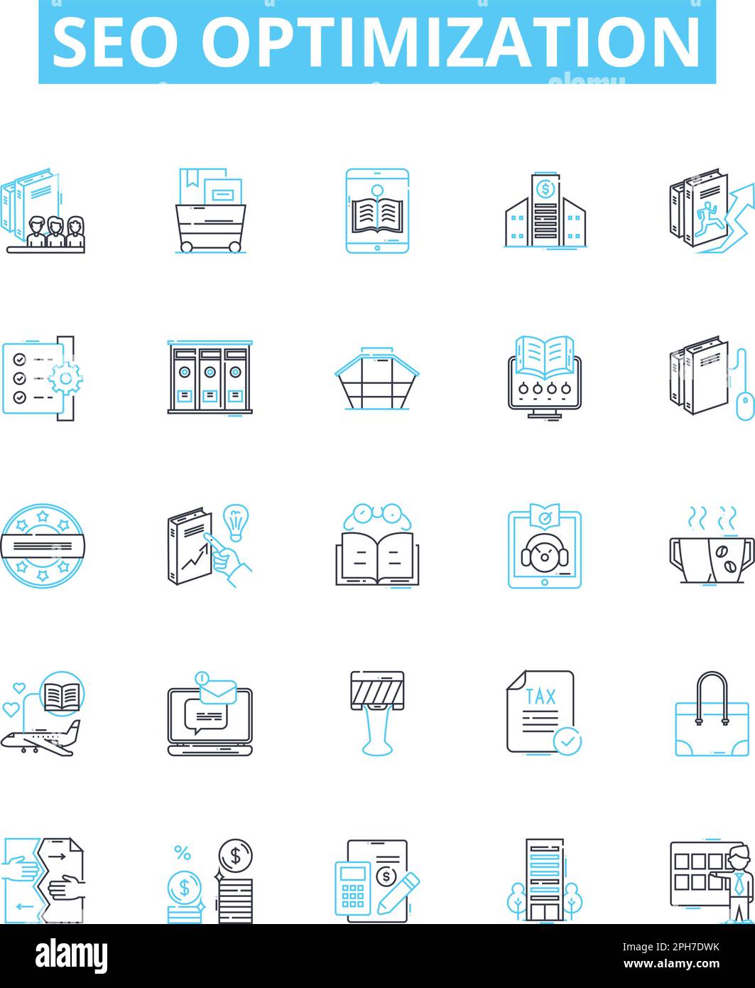 Seo Optimization Vector Line Icons Set Seo Optimization Ranking Content Visibility