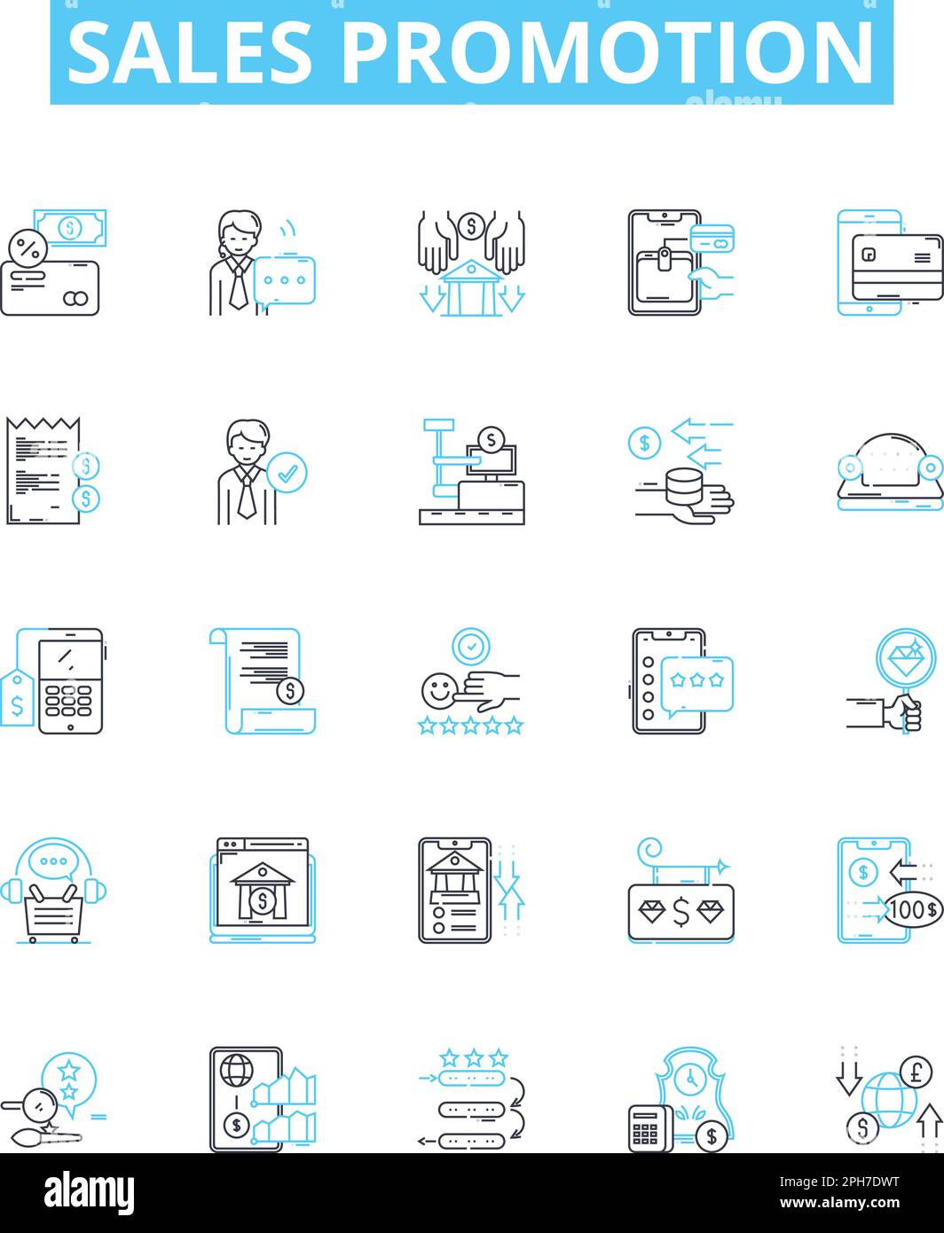 Sales promotion vector line icons set. Discounts, Deals, Offers ...