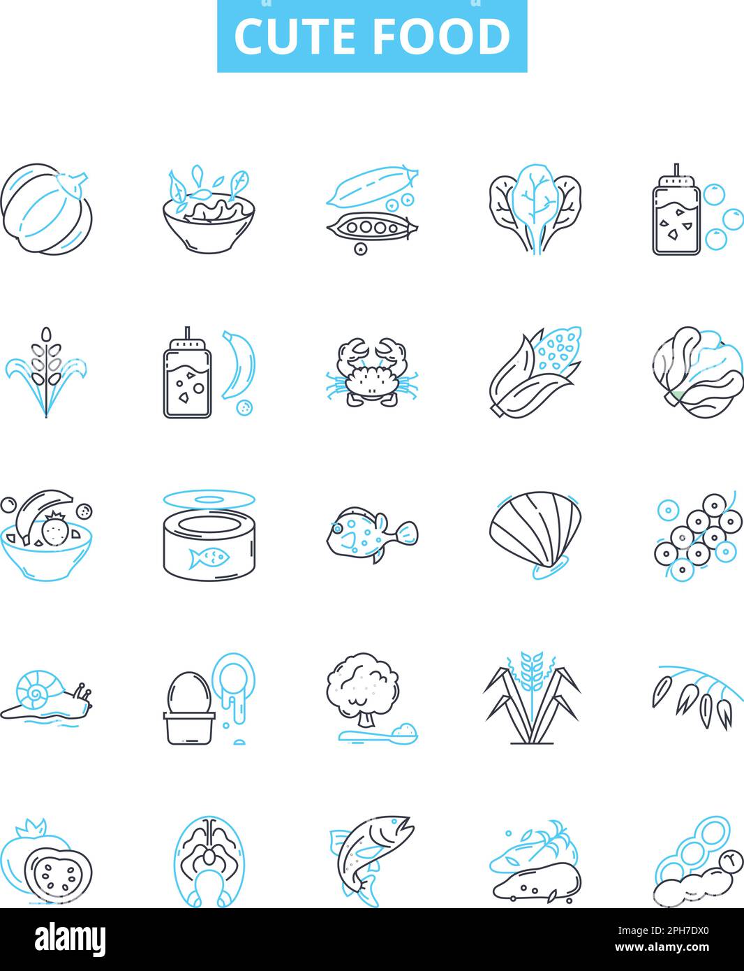 Cute food vector line icons set. Adorable, Cuddly, Darling, Delightful ...