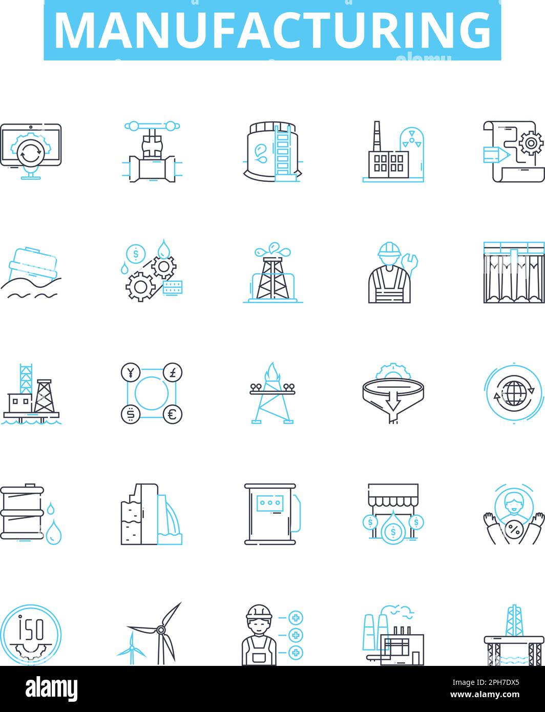 Manufacturing vector line icons set. Manufacturing, Production ...