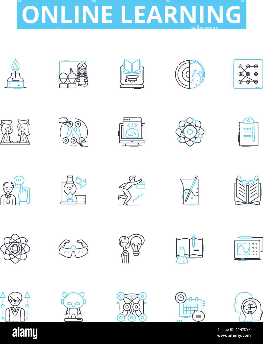 Online learning vector line icons set. eLearning, virtual, remote ... Online learning vector line icons set. eLearning, virtual, remote ...