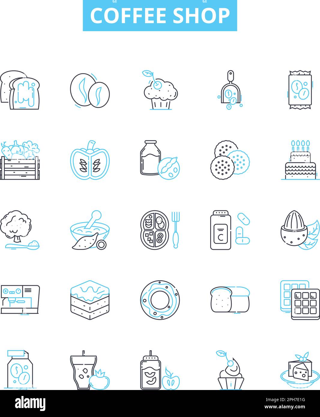 Coffee shop vector line icons set. Cafe, Coffeehouse, Espresso, Latte, Cappuccino, Mocha ...