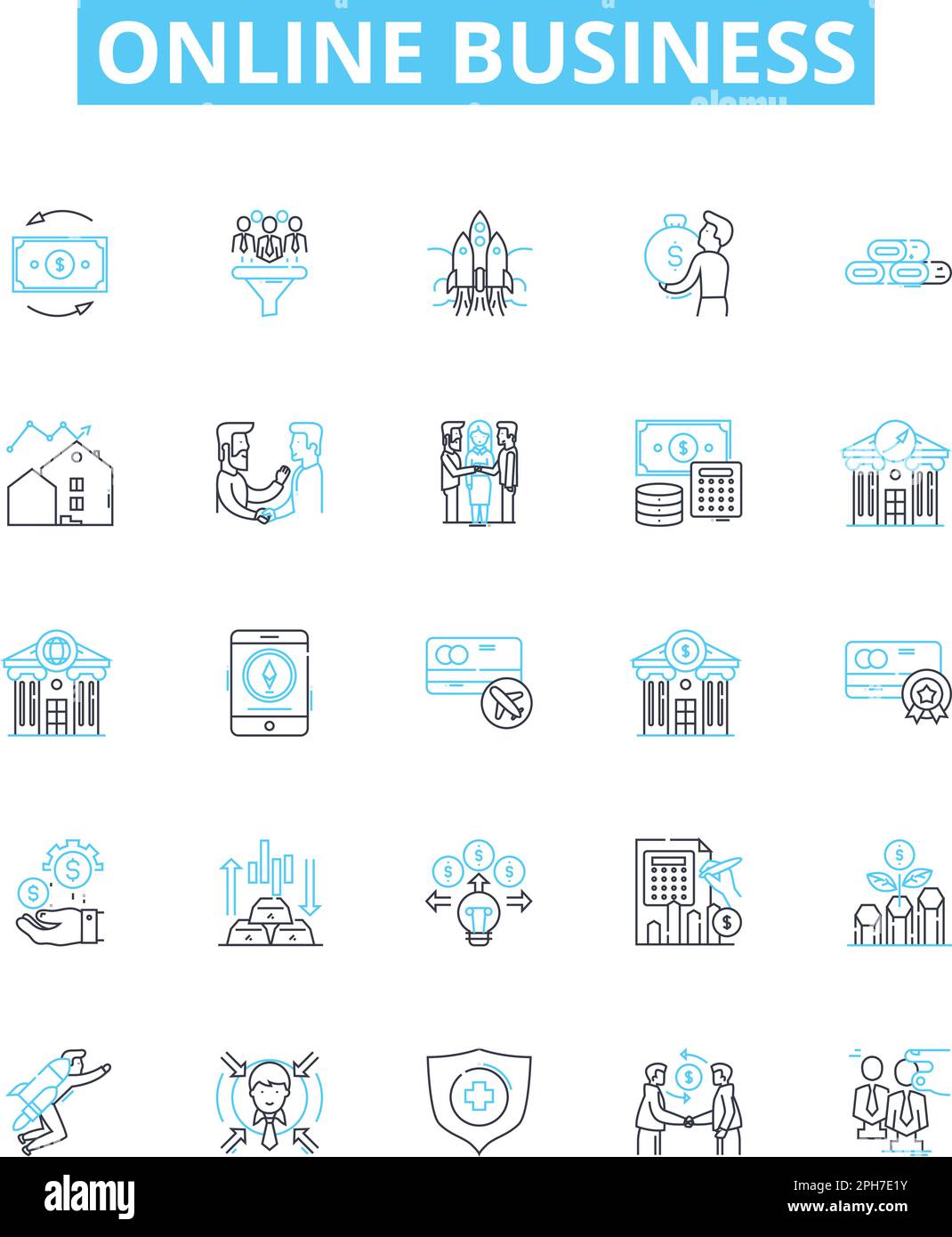 Online business vector line icons set. eCommerce, digital, store ...