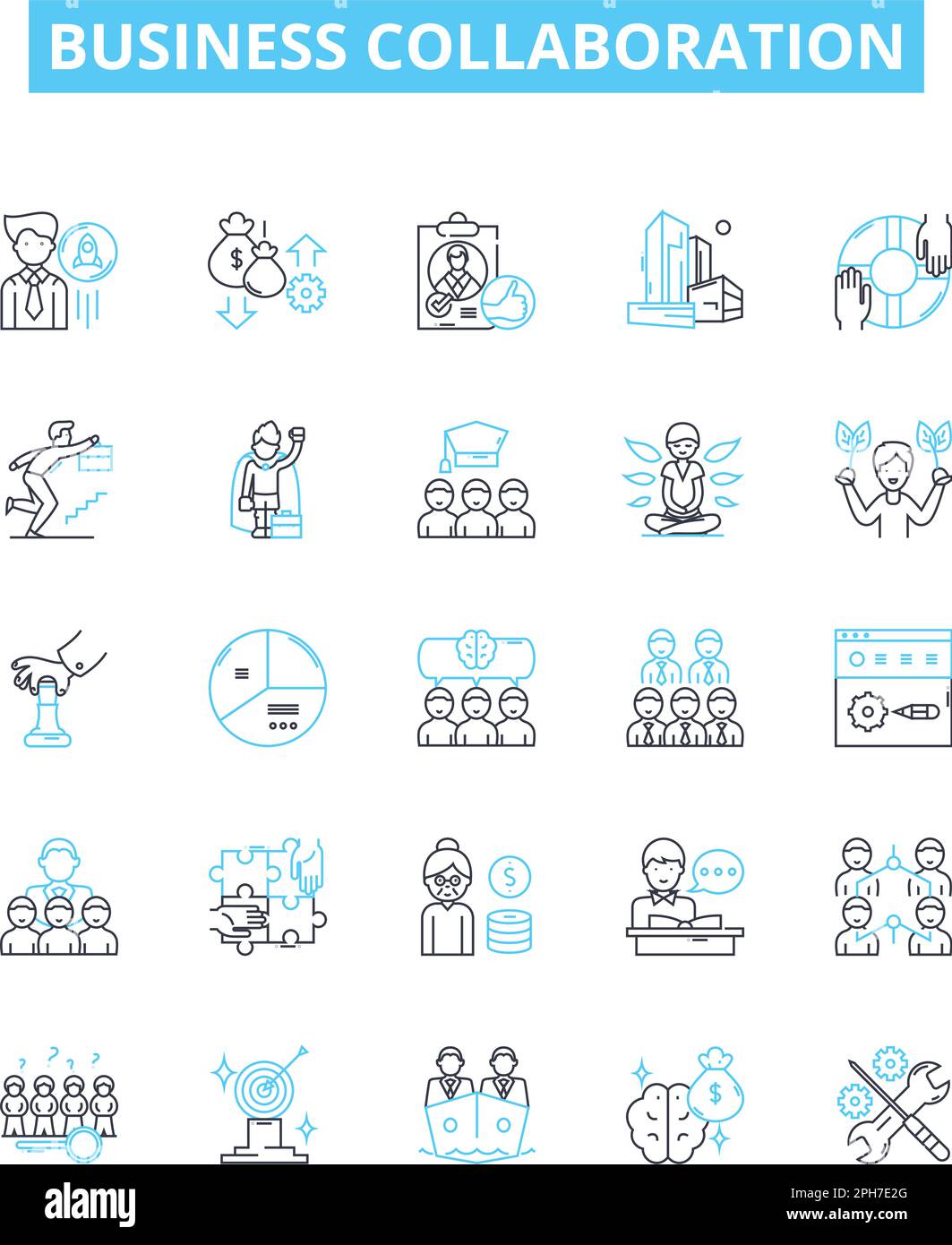 Business collaboration vector line icons set. Cooperation, Networking ...