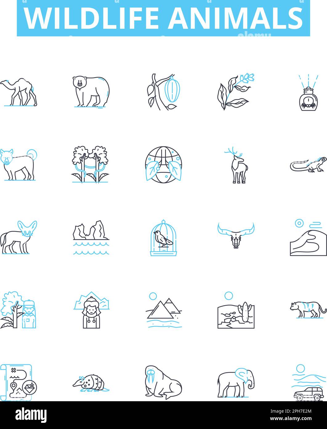 Wildlife animals vector line icons set. Animals, Wildlife, Fauna ... Wildlife animals vector line icons set. Animals, Wildlife, Fauna ...