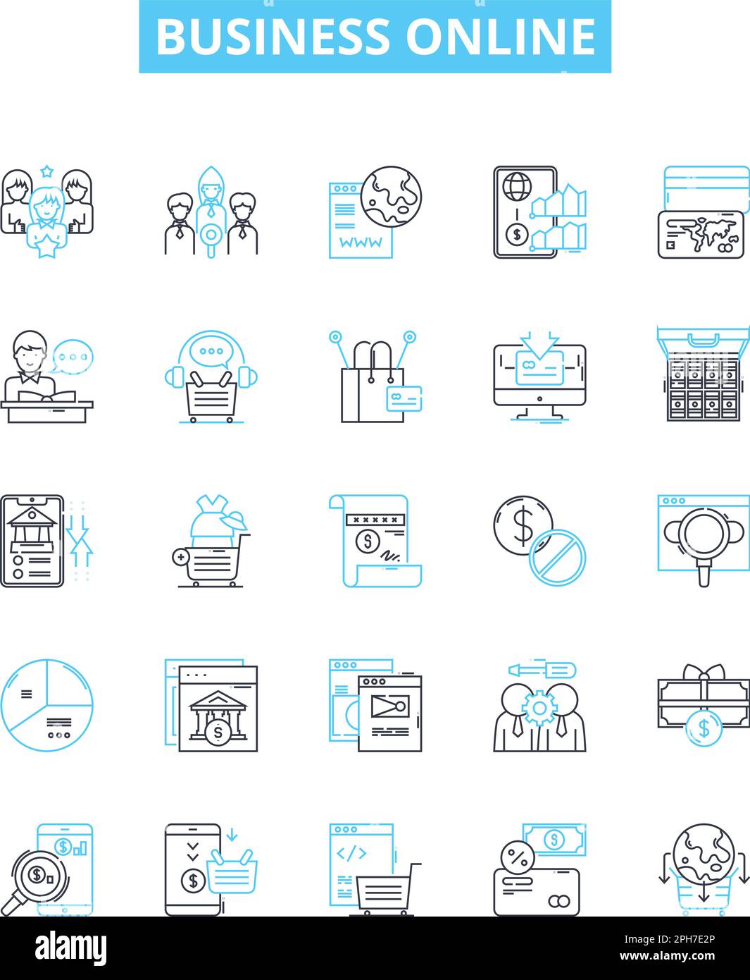 Business online vector line icons set. Online, Business, E-commerce ...