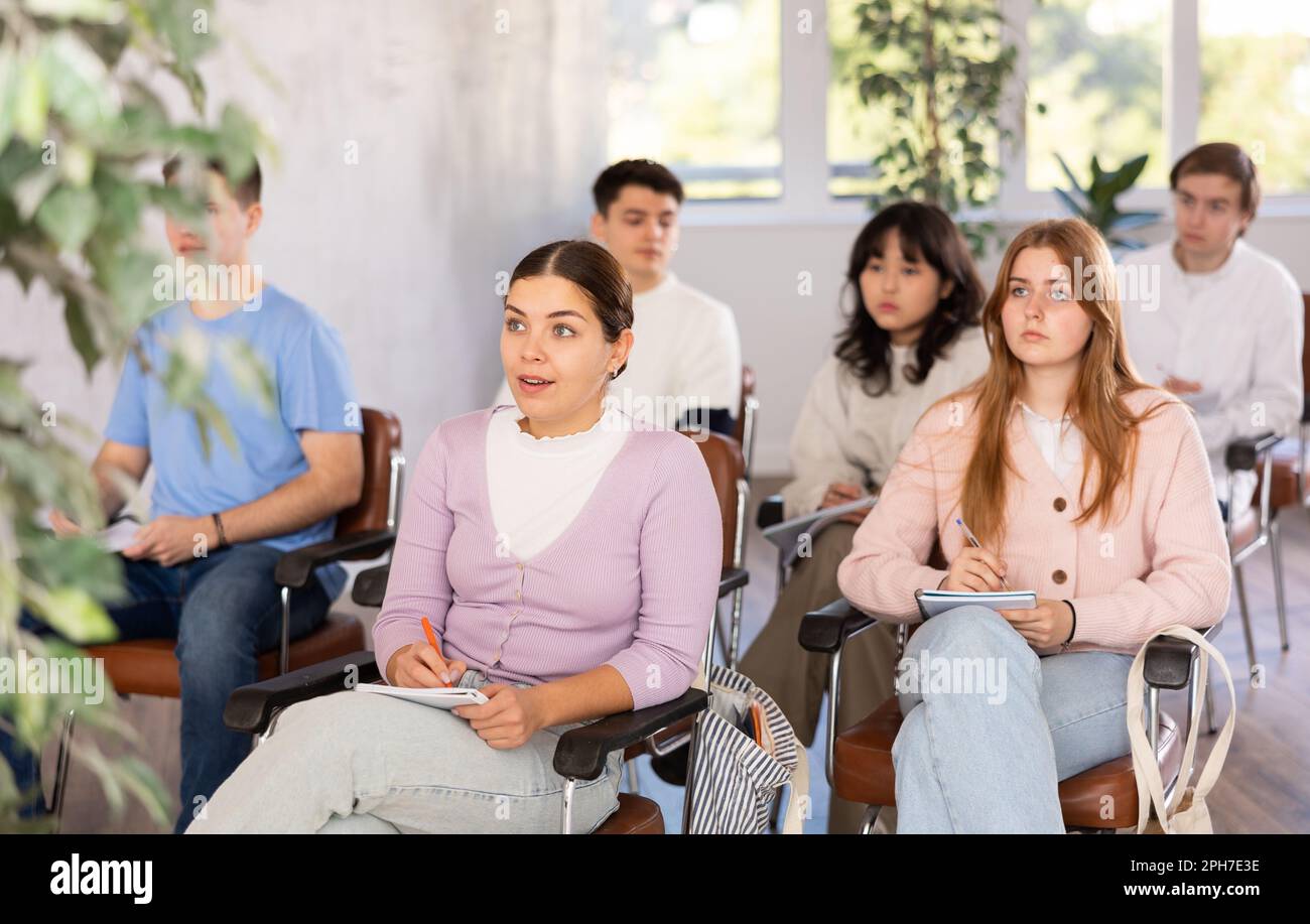 Teenagers study in the classroom on refresher courses in classroom ...