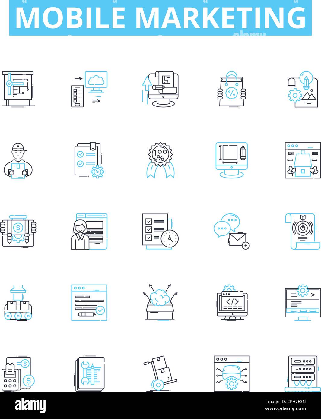 Mobile marketing vector line icons set. Mobile, Marketing, Advertising ...