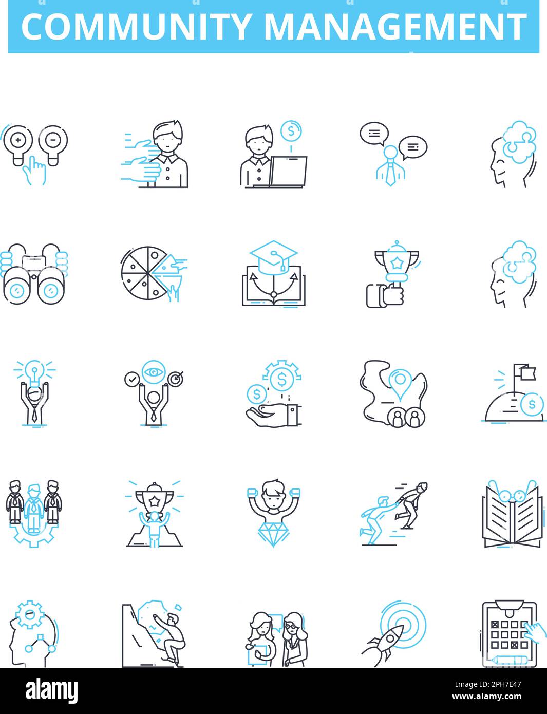 Community management vector line icons set. Community, Management ...