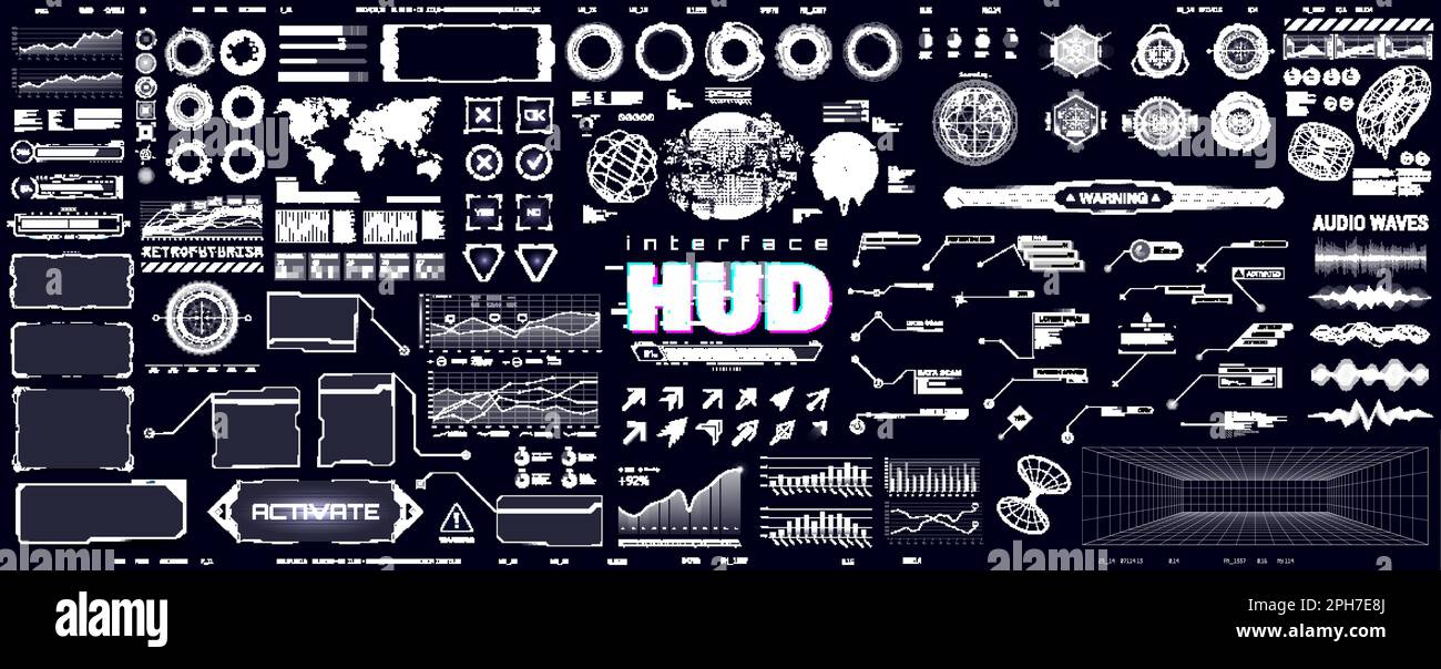 Multifunctional digital HUD graphic set for UI, UX, GUI Stock Vector ...