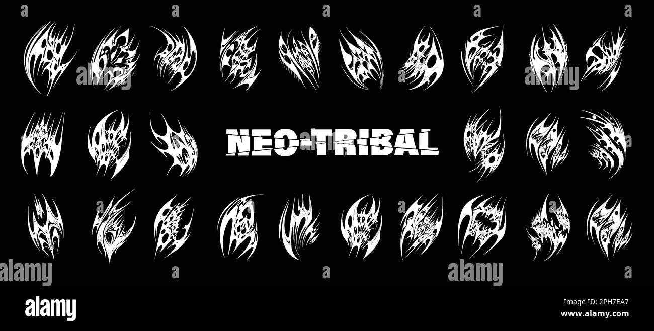 Neo tribal shapes. Y2k trend, gothic abstract elements Stock Vector ...