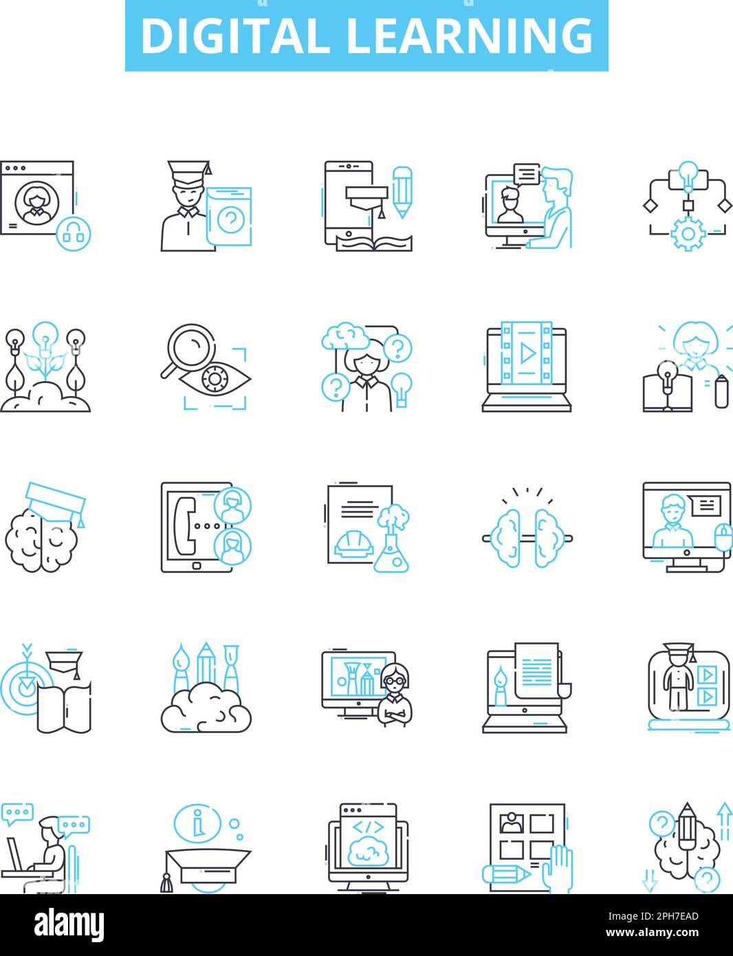 Digital learning vector line icons set. Digital, Learning, eLearning ... Digital learning vector line icons set. Digital, Learning, eLearning ...