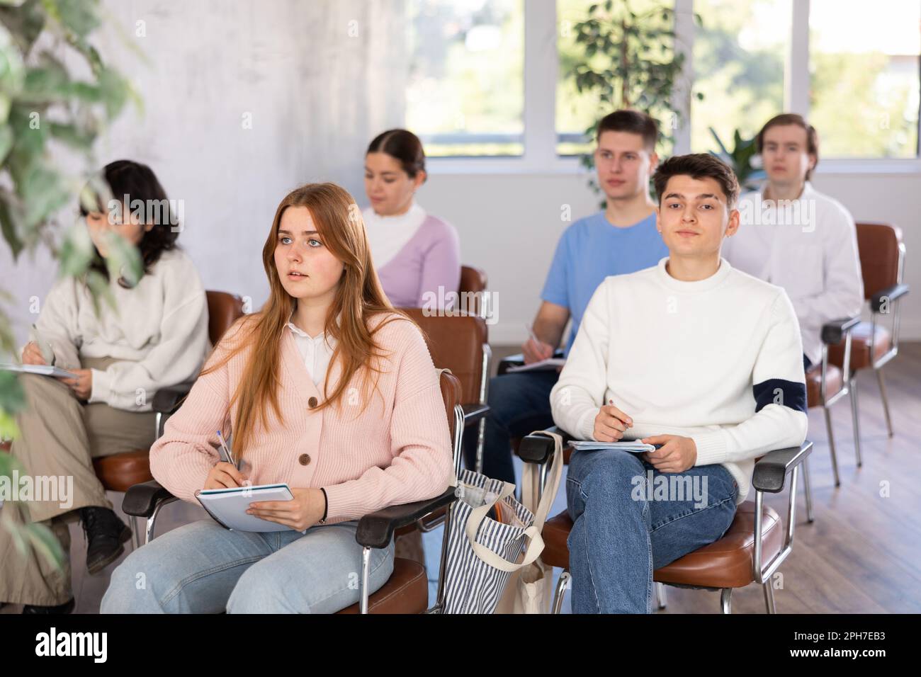 Teenagers study in the classroom on refresher courses in classroom ...