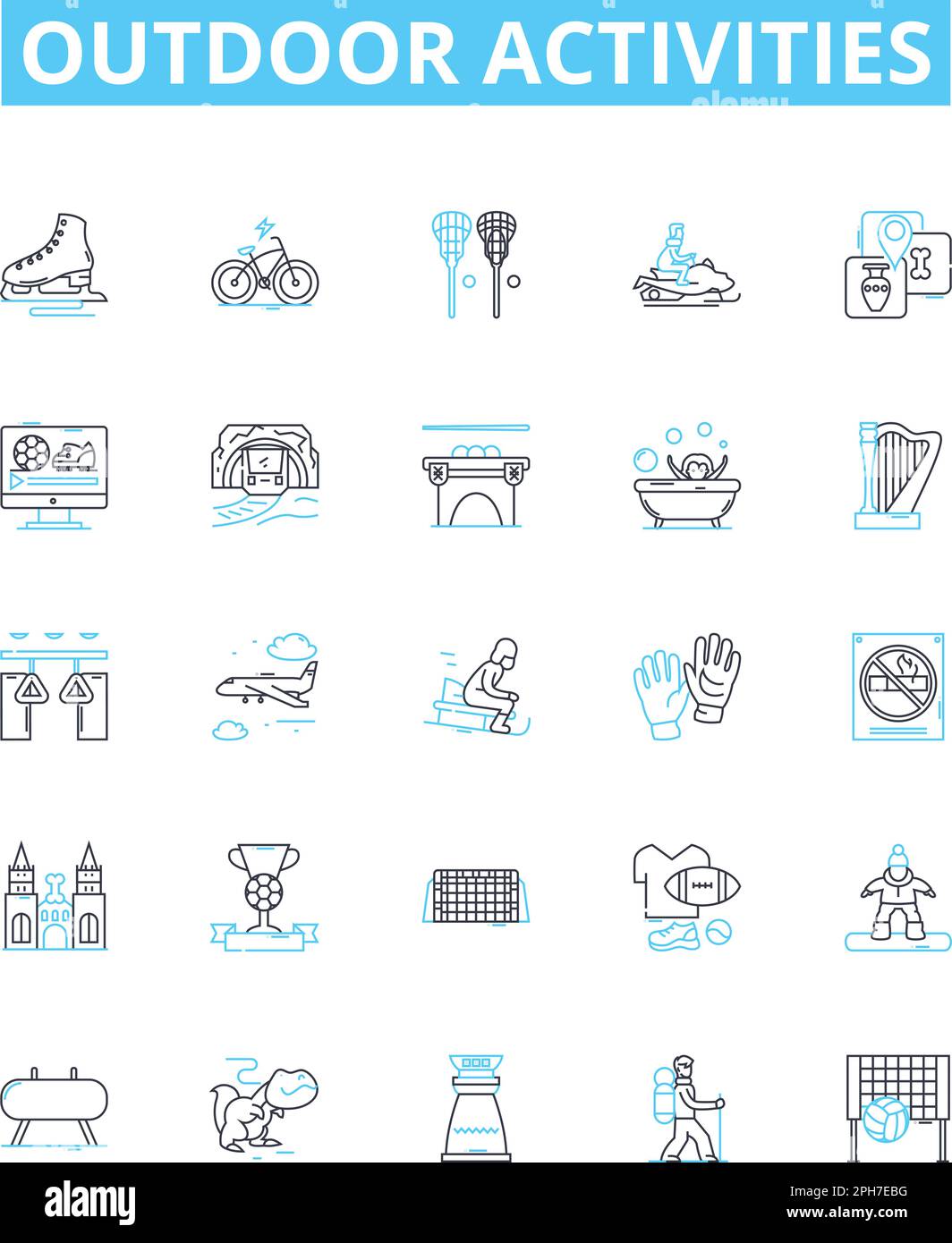 Outdoor activities vector line icons set. Hiking, Camping, Kayaking ...