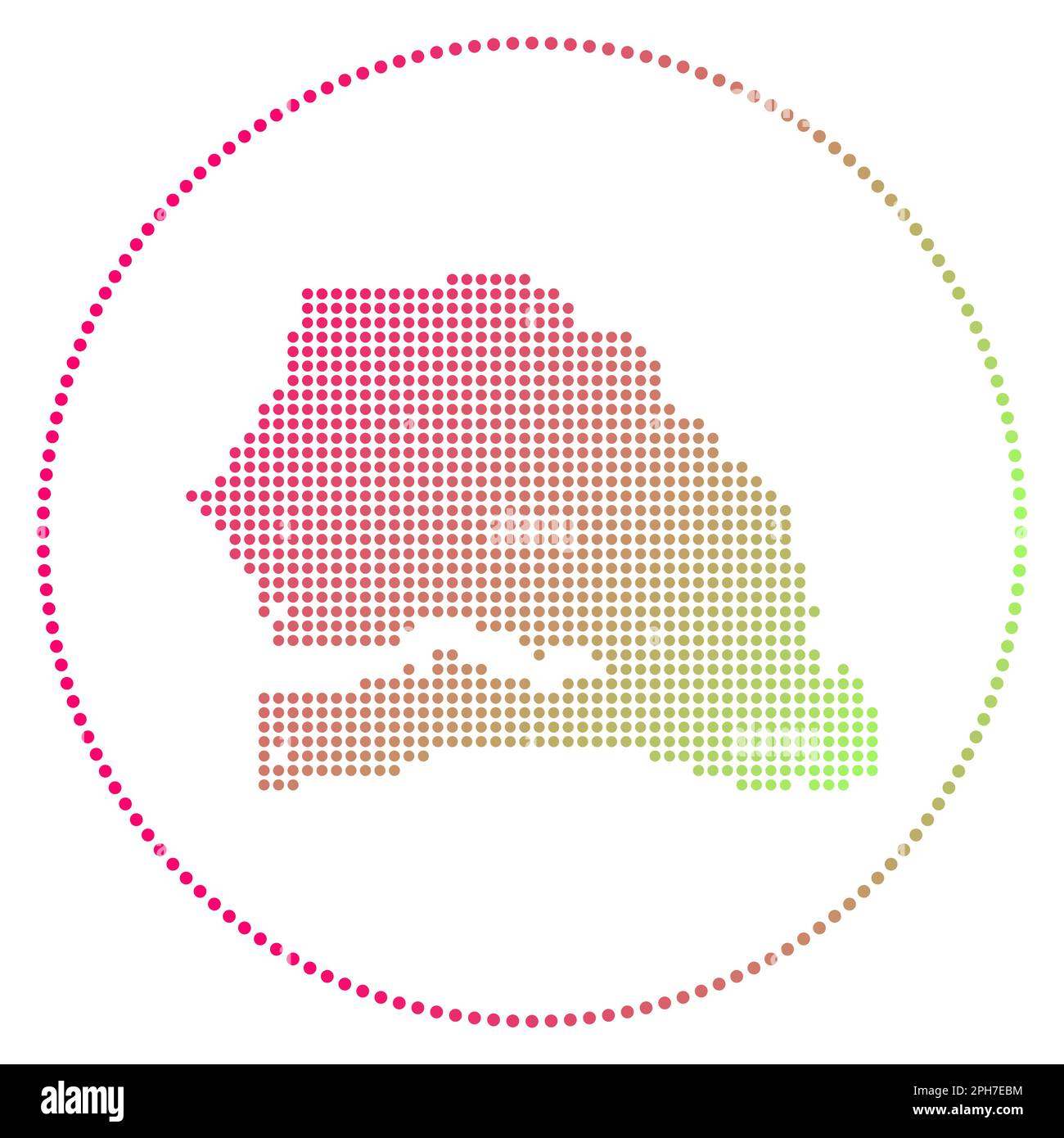 Senegal digital badge. Dotted style map of Senegal in circle. Tech icon ...