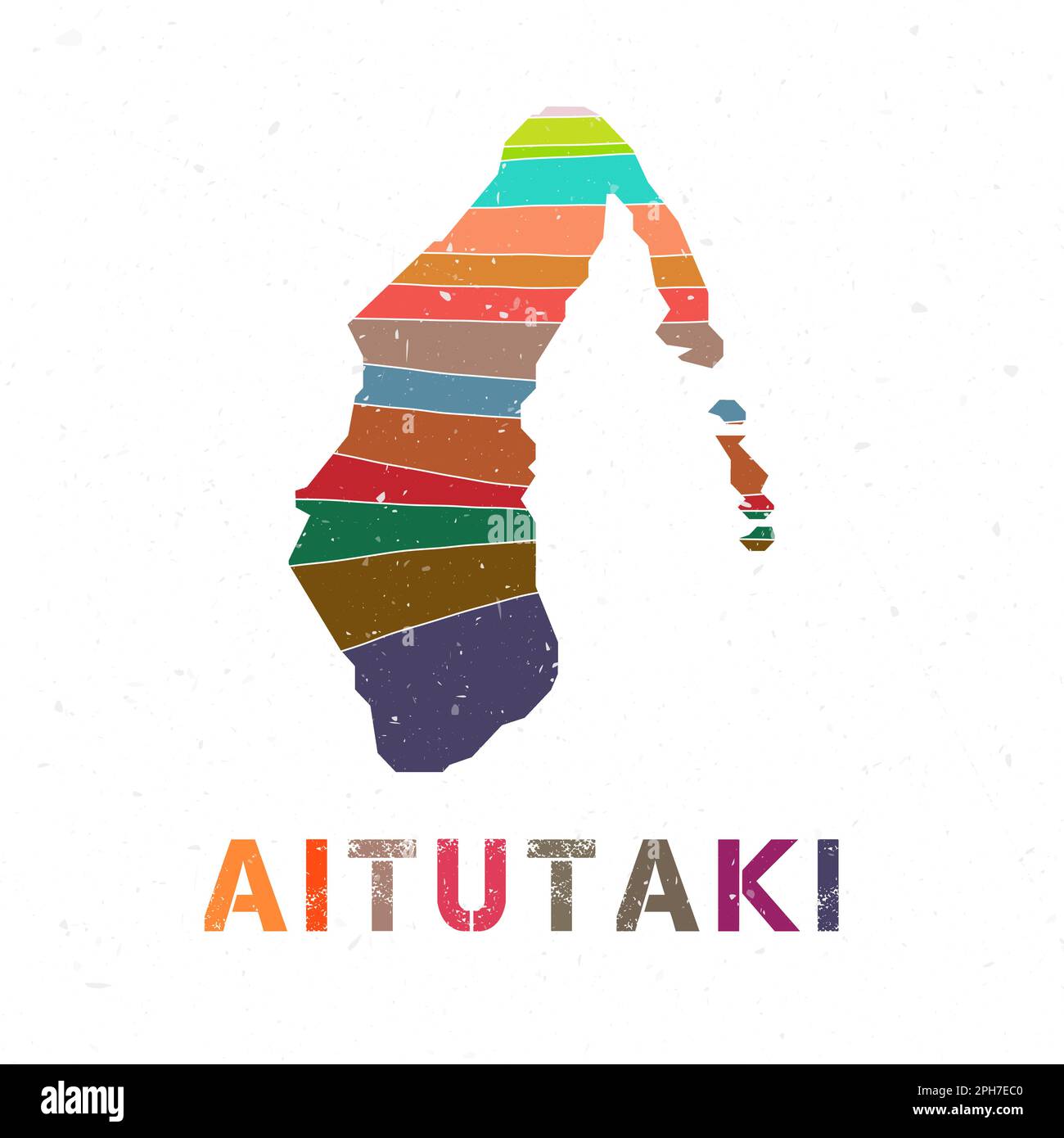 Aitutaki map design. Shape of the island with beautiful geometric waves ...