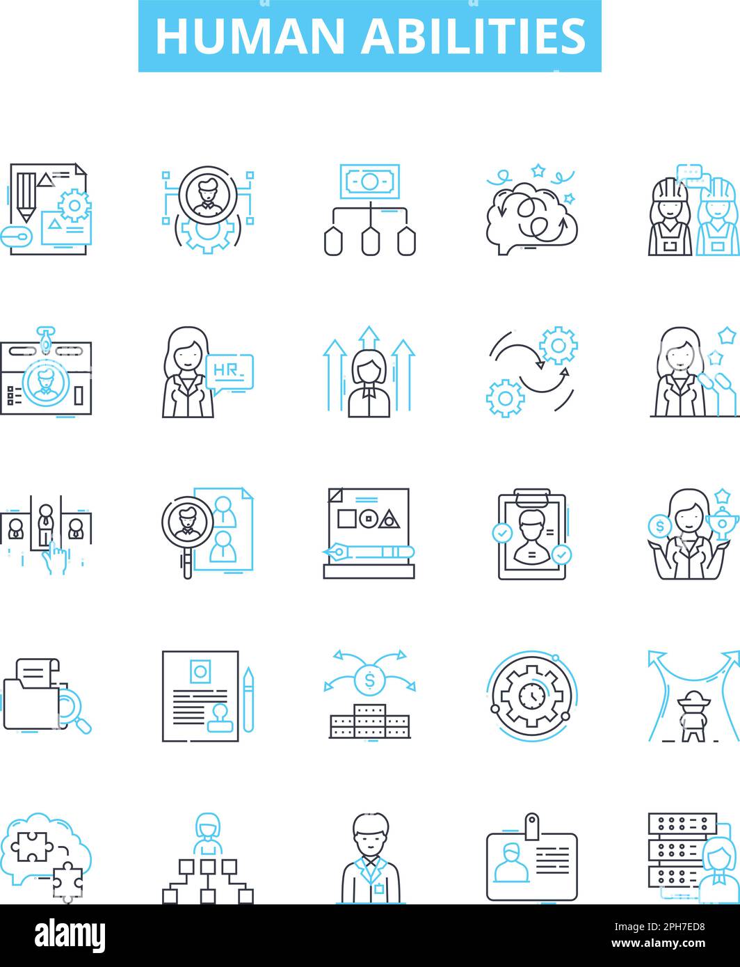 Human Abilities Vector Line Icons Set Ability Skill Cognition Learning Thinking Creativity