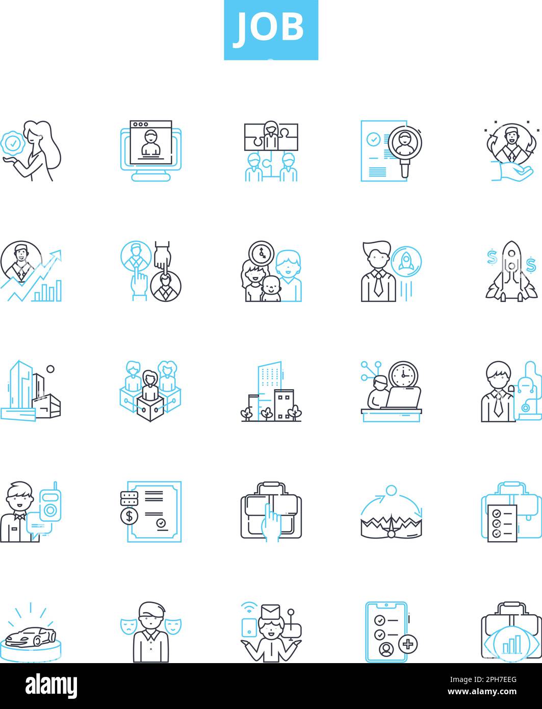 Job vector line icons set. Work, Employment, Profession, Occupation ...