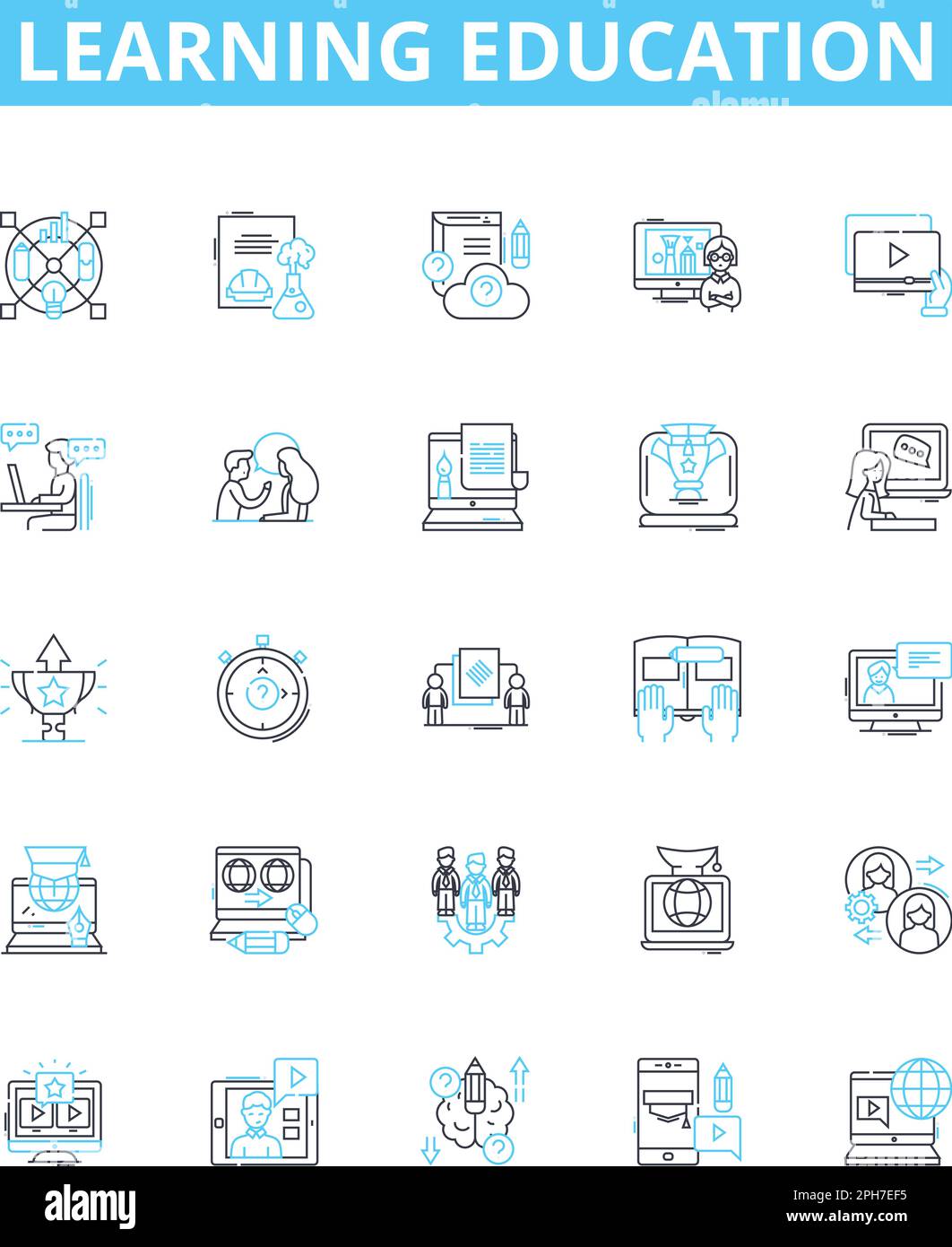 Learning education vector line icons set. Education, Learning, Studying, Knowledge, Instructing ...