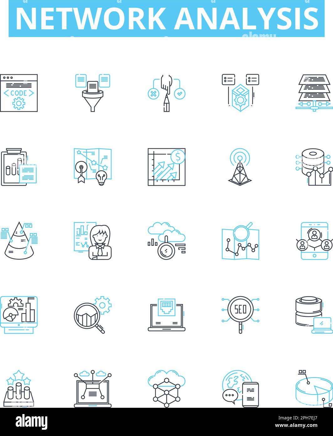 Network Analysis Vector Line Icons Set Network Analysis Topology