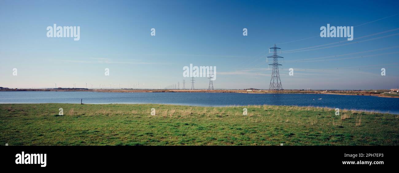 Line of pylons leading from Dungeness Nuclear Power Station to Little ...