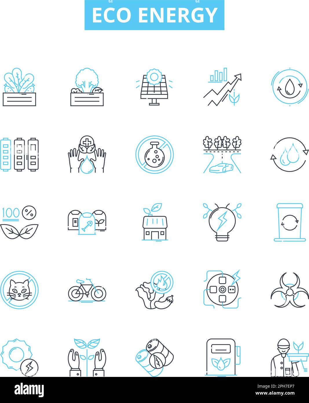Eco energy vector line icons set. Eco-energy, Sustainable, Renewable ...