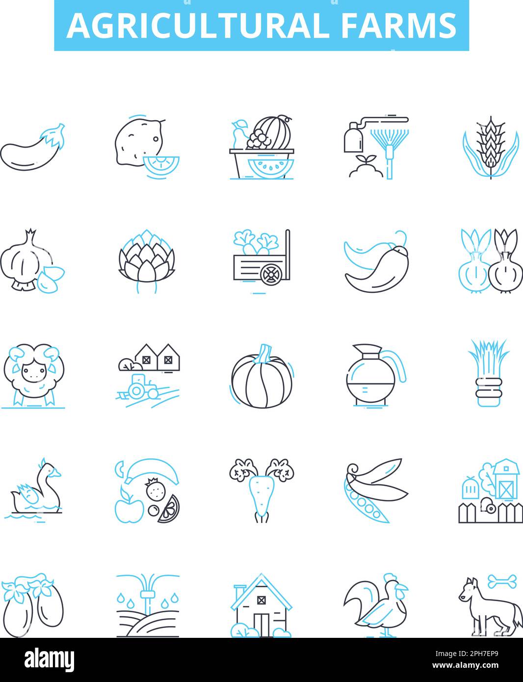 Agricultural farms vector line icons set. Farms, Agriculture, Crops ...
