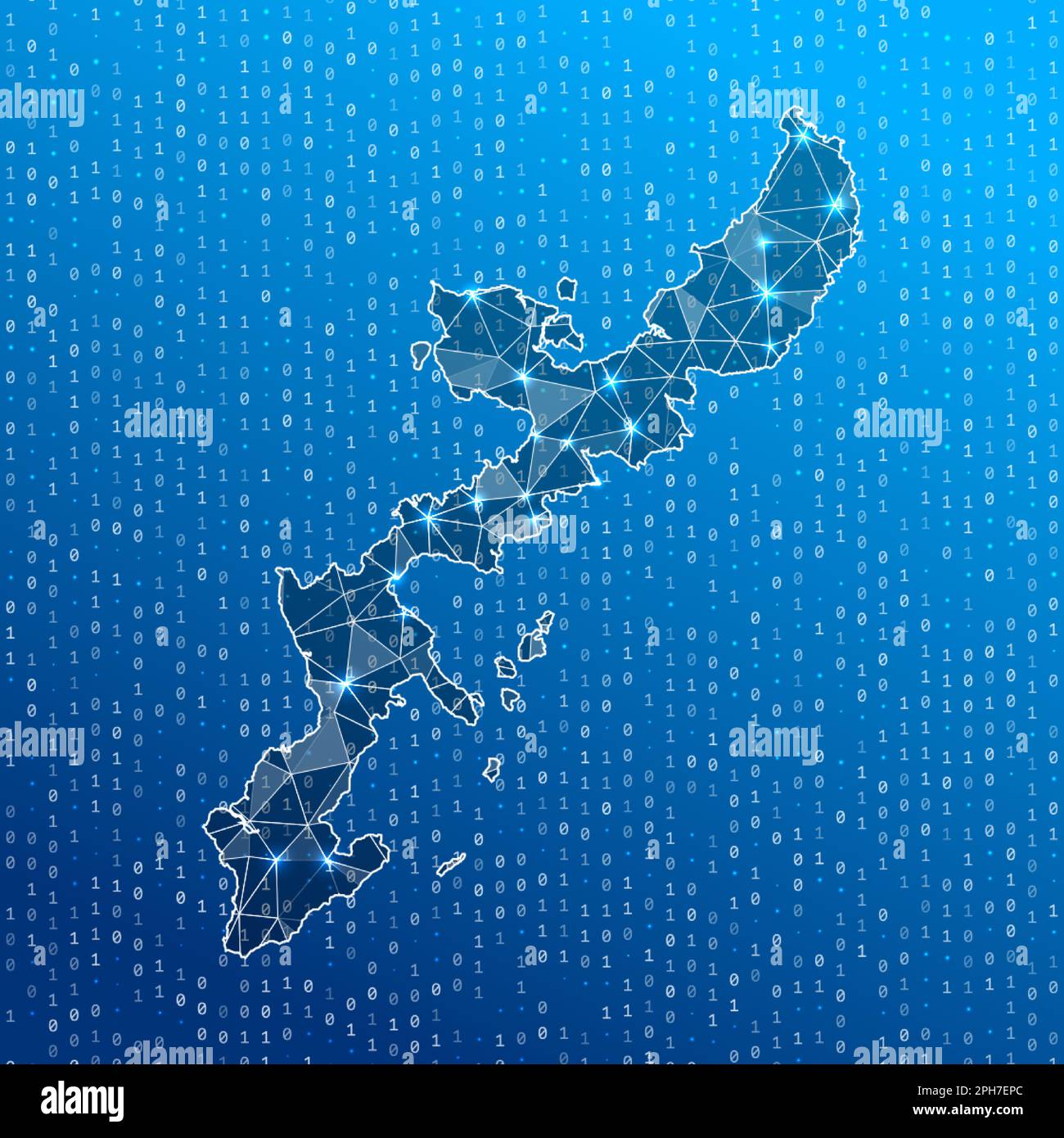 Network map of Okinawa Island. Island digital connections map ...