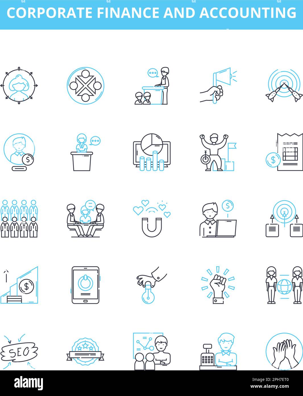 Corporate finance and accounting vector line icons set. Finance ...