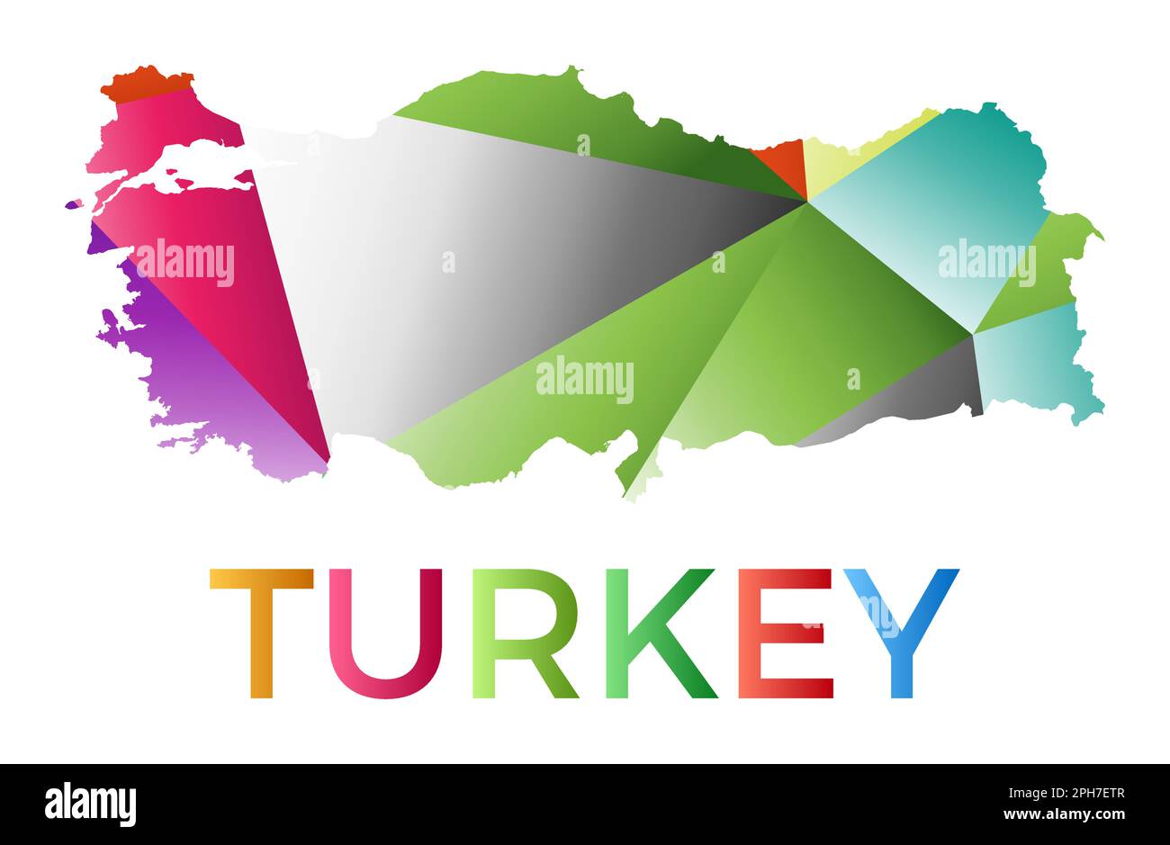 Bright colored Turkey shape. Multicolor geometric style country logo ...