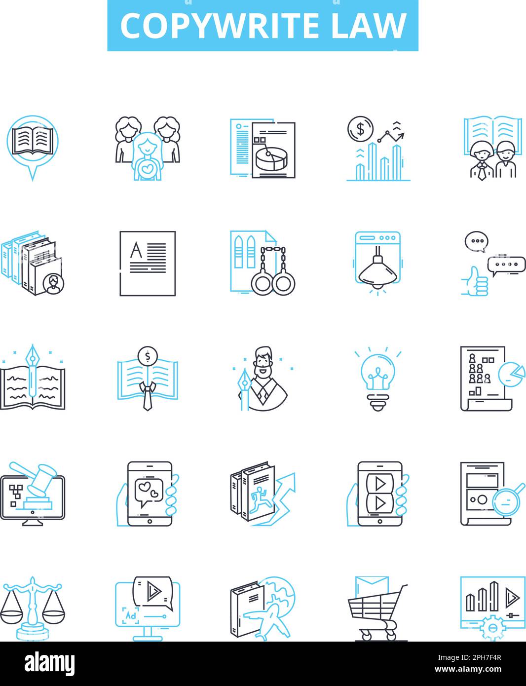 Copywrite law vector line icons set. Copyright, Law, Writing ...