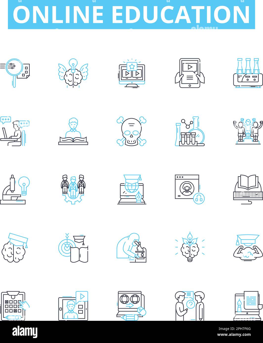 Online Education vector line icons set. Elearning, Distance, Courses ... Online Education vector line icons set. Elearning, Distance, Courses ...
