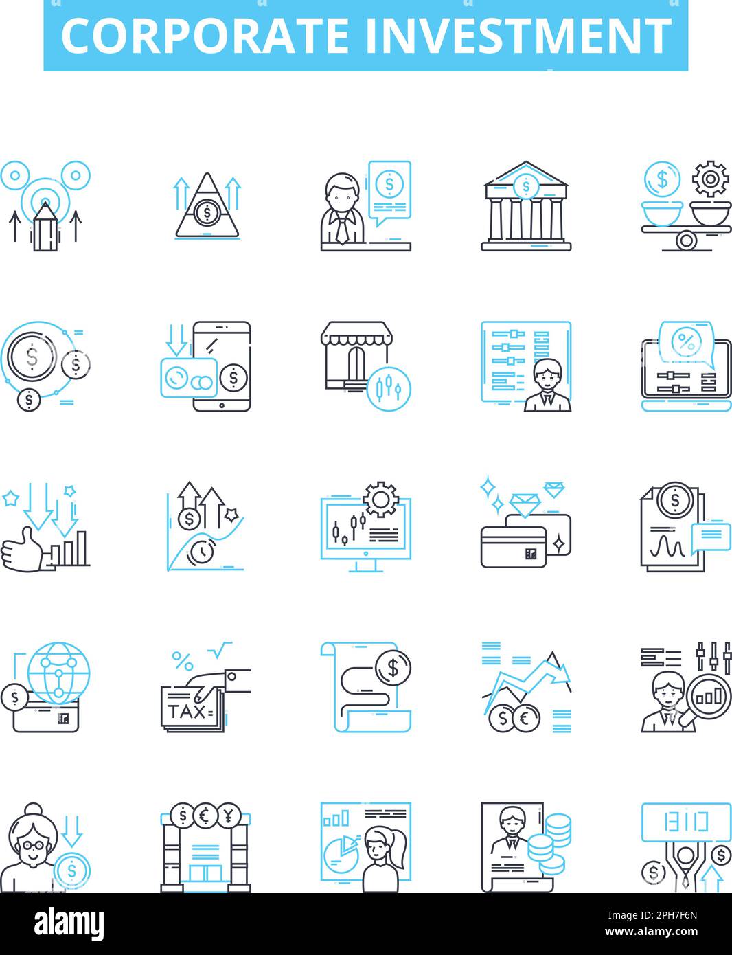 Corporate investment vector line icons set. Corporate, Investment ...