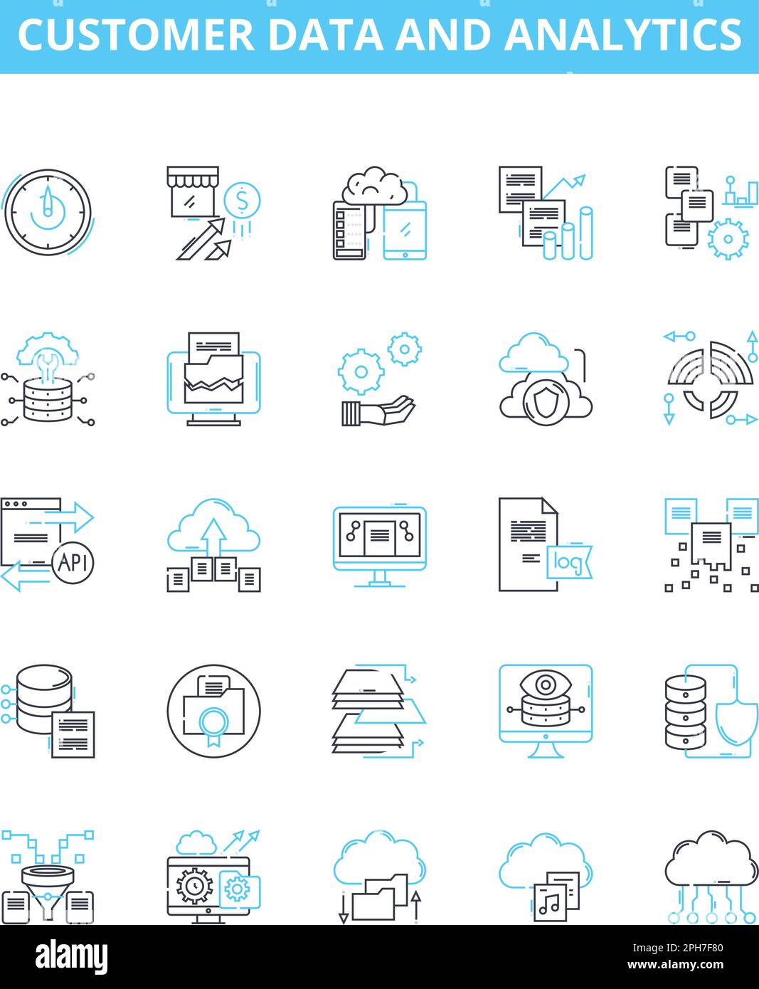 Customer data and analytics vector line icons set. customer, data ... Customer data and analytics vector line icons set. customer, data ...