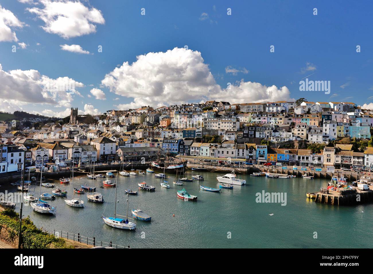 The harbour at high tide. Brixham Harbour, Devon, UK Stock Photo - Alamy