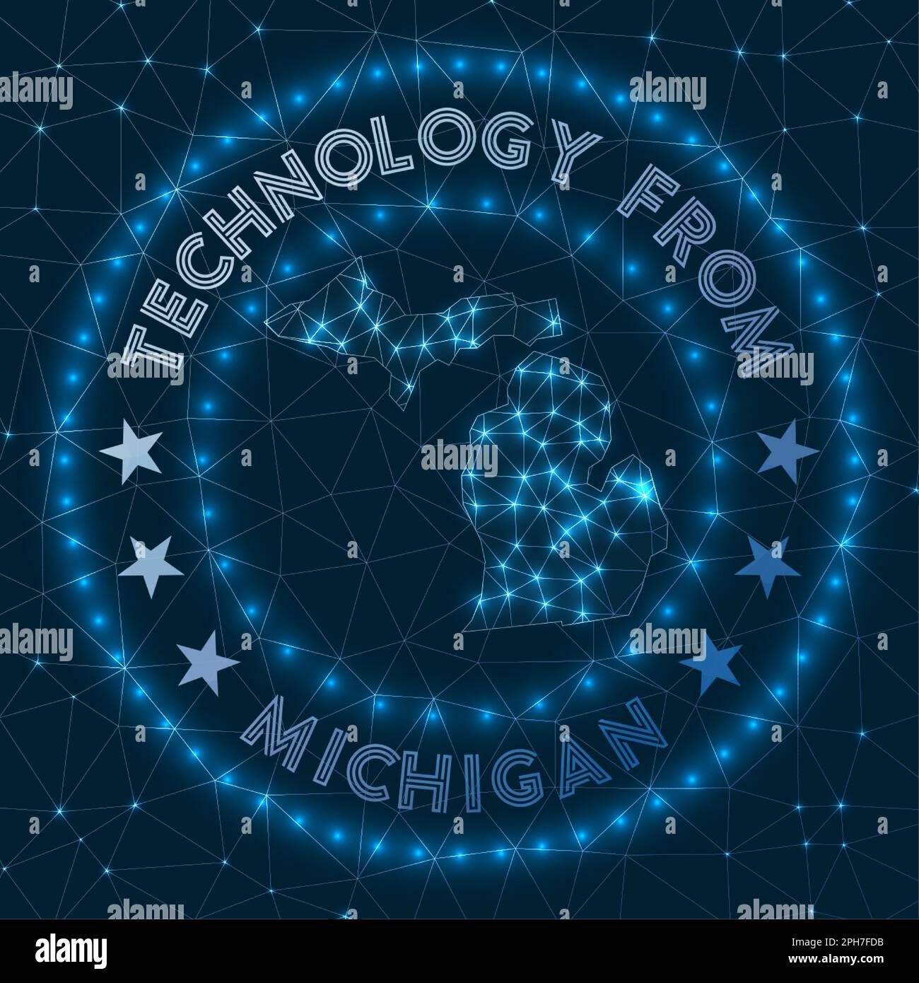 Technology From Michigan. Futuristic geometric badge of the US state ...