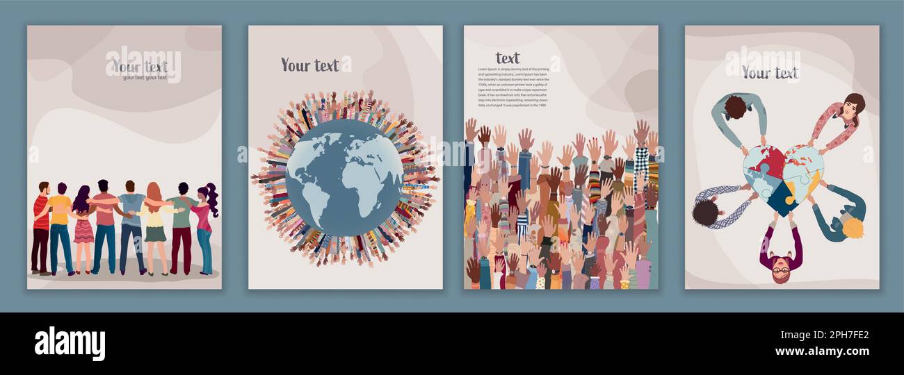 Volunteer people group concept flyer brochure poster editable template ...