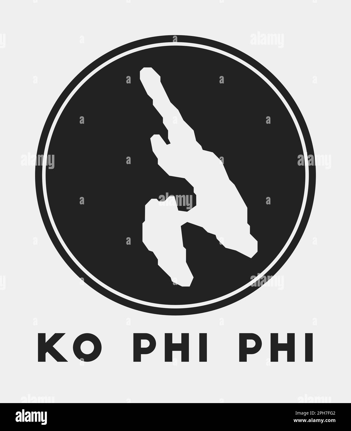 Ko Phi Phi icon. Round logo with map and title. Stylish badge with map ...