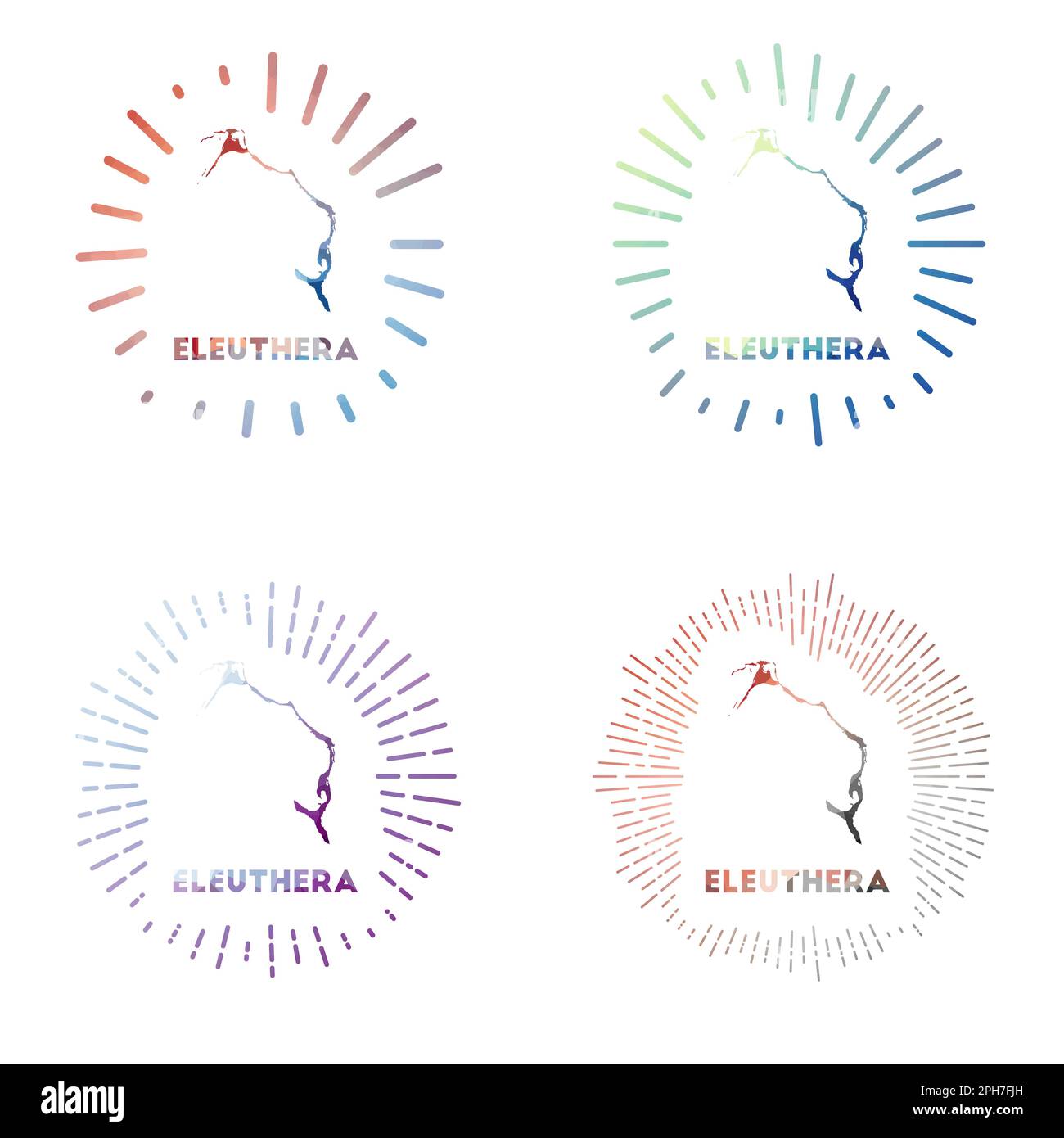 Eleuthera low poly sunburst set. Logo of island in geometric polygonal ...