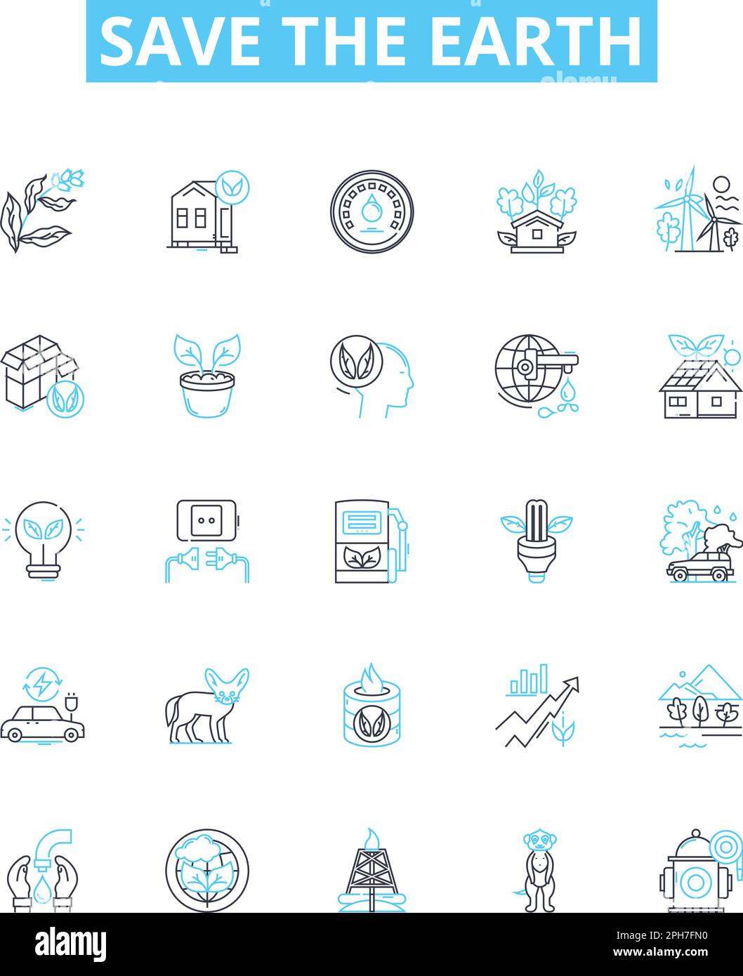 Save the earth vector line icons set. Preserve, Protect, Conserve ...