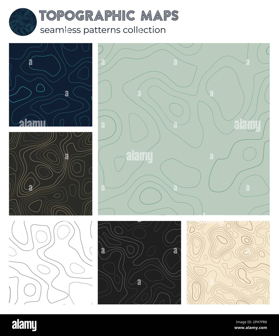 Topographic maps. Amazing isoline patterns, seamless design. Authentic ...