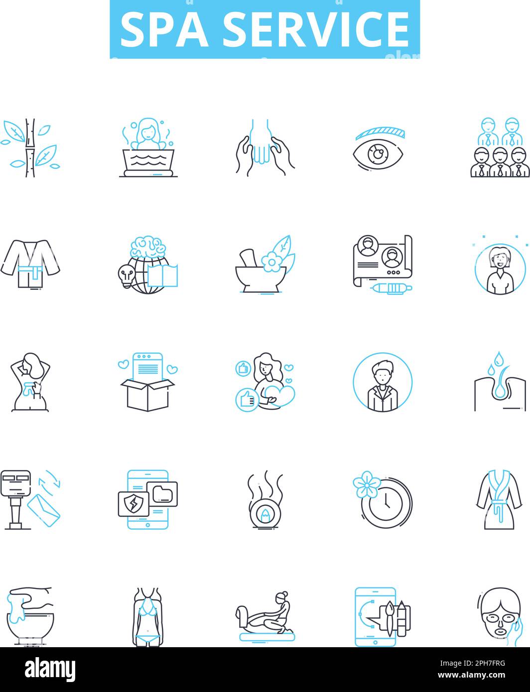 Spa service vector line icons set. Spa, Massage, Facial, Manicure, Pedicure, Sauna, Jacuzzi ...