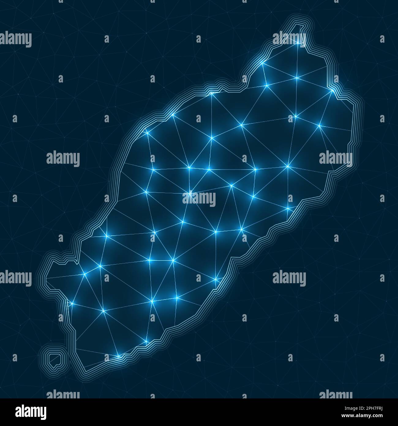 Itsukushima network map. Abstract geometric map of the island. Digital ...