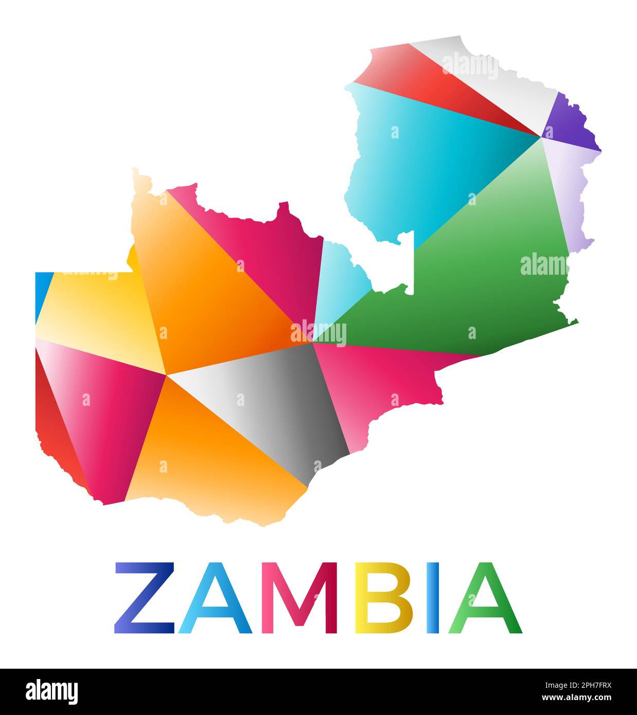 Bright colored Zambia shape. Multicolor geometric style country logo ...