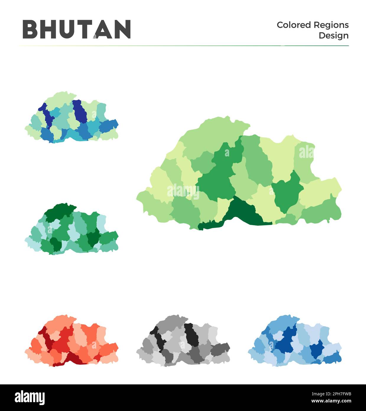 Bhutan map collection. Borders of Bhutan for your infographic. Colored ...