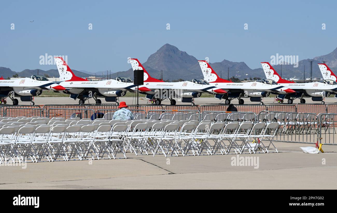 The U.S. Air Force Thunderbirds sit on the flight line at Davis-Monthan ...